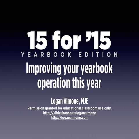 15 for '15 Improving Your Yearbook in 2015 | PDF