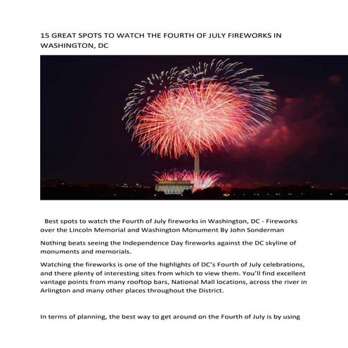 15 great spots to watch the fourth of july fireworks in washington, dc ...