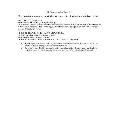 GI emergencies questions only | DOCX