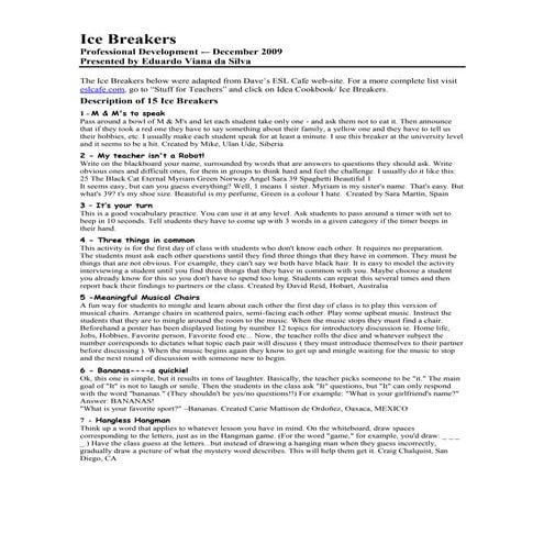 15 ice breakers | PDF | Secondary Education | Education