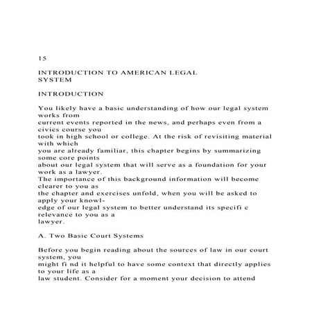 15INTRODUCTION TO AMERICAN LEGAL SYSTEMINTRODUCTION.docx | Legal ...