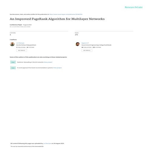 An Improved Pagerank Algorithm For Multilayer Networks Pdf 