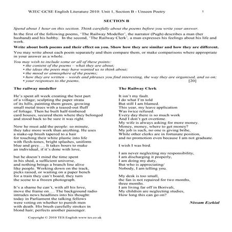 Unseen poetry past papers | PDF