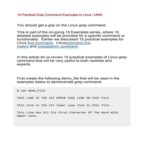 15 Practical Grep Command Examples In Linux Docx