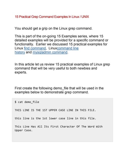 15 Practical Grep Command Examples In Linux Docx