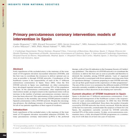 Recommendation for stemi treatment in 2013 and stent for life ...