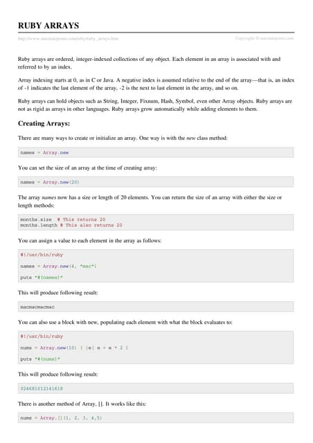 15 Ruby Arrays Pdf