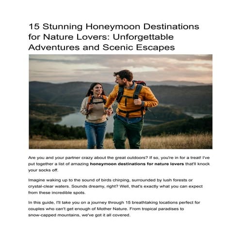 15 Stunning Honeymoon Destinations for Nature Lovers_ Unforgettable ...