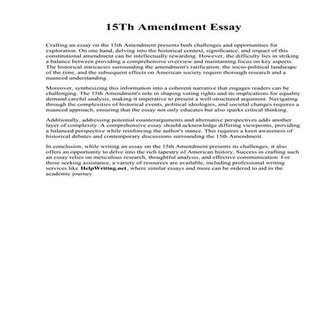 15Th Amendment Essay. Delgado Community College | PDF