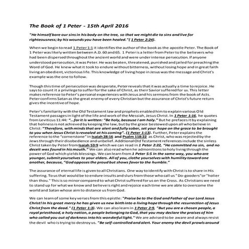 15th april 2016 – The book of 1 Peter | DOCX