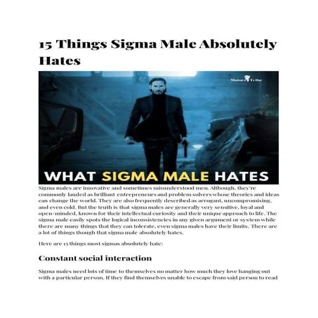 15 things sigma male absolutely hates | DOCX