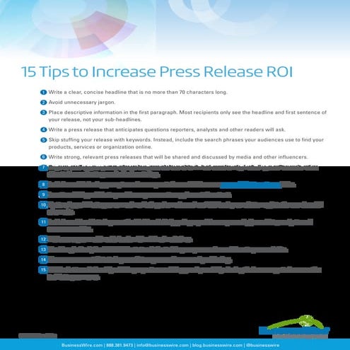 15 Mandatory PR Tips from Business Wire and the Associated Press | PDF