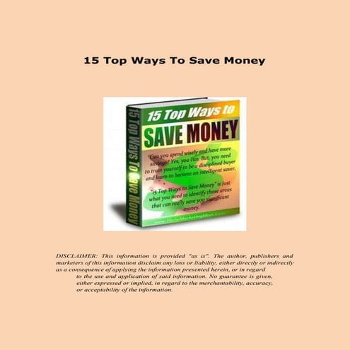 15 top ways to save money. | PDF