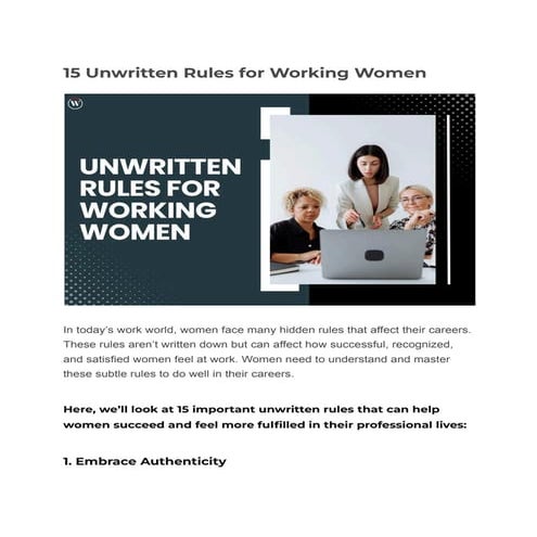 15 Unwritten Rules for Working Women | CIO Women Magazine | PDF