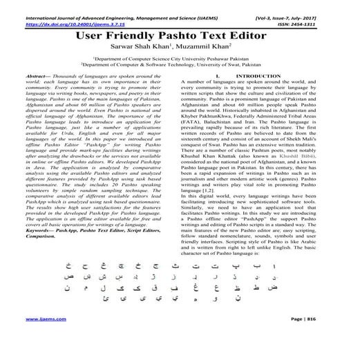 User Friendly Pashto Text Editor | PDF