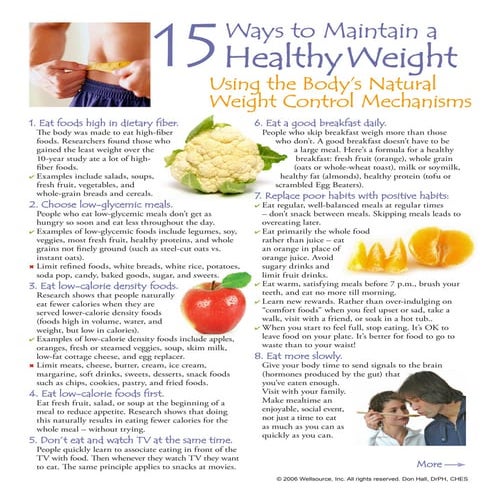 15 ways to maintain a healthy weight | PDF | Endocrine and Metabolic ...