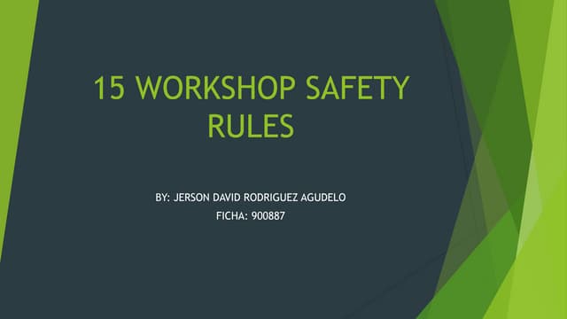 15 workshop safety rules | PPT