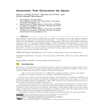 Automatic Test Generation For Space Pdf