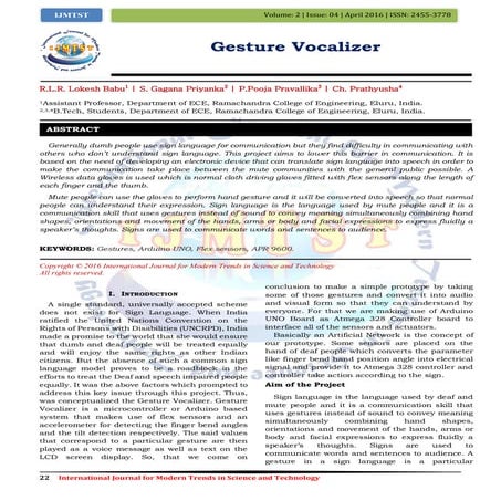 Gesture Vocalizer | PDF