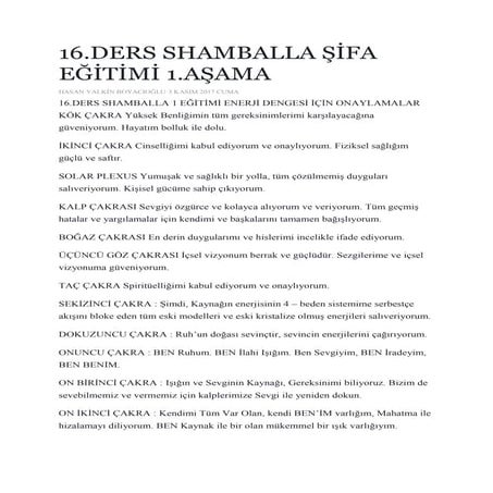 16.ders shamballa şi̇fa eği̇ti̇mi̇ 1.aşama | PDF