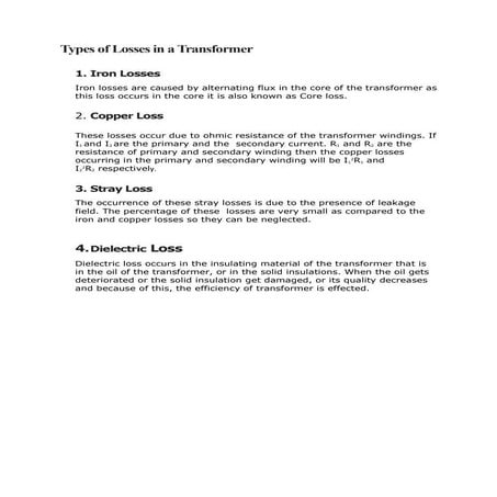 LOSSES IN TRANSFORMER | PDF