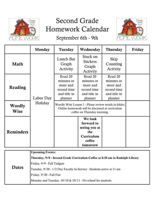 Second grade homework week 2 | PDF
