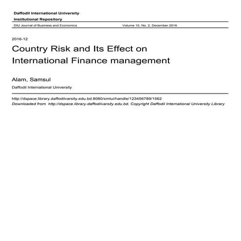 Country Risk and Its Effect on International Finance Management | PDF