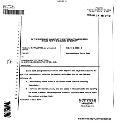 Kim Williams v USPSA - Declaration of David Bold | PDF