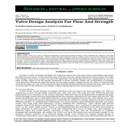 valve design anlaysis for flow and strength | PDF