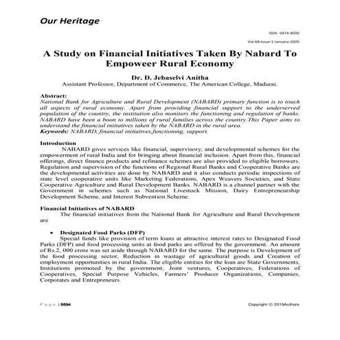 A Study on Financial Initiatives Taken By Nabard To Empoweer Rural ...