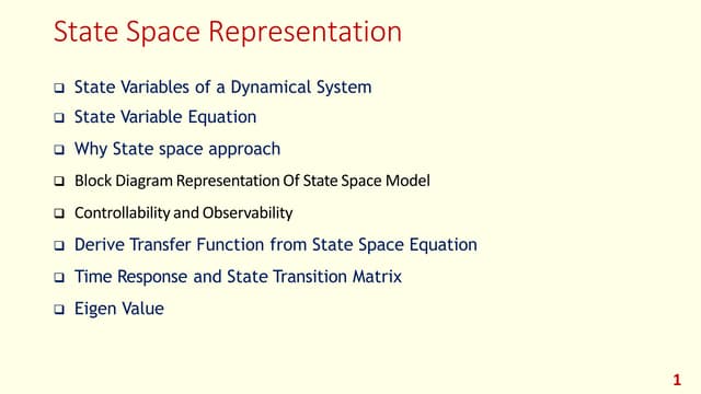 State Space Representation State Space Model Controllability And