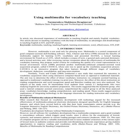 Using multimedia for vocabulary teaching | PDF