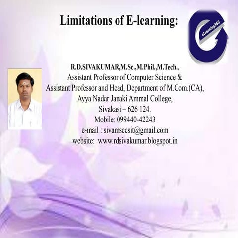Limitation of E-learning - R.D.sivakumar | PPTX