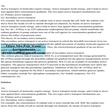 Energetics and Saturation Kinetics of Active Transport | PPTX