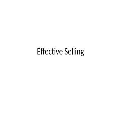 Effective Selling skills | PPTX