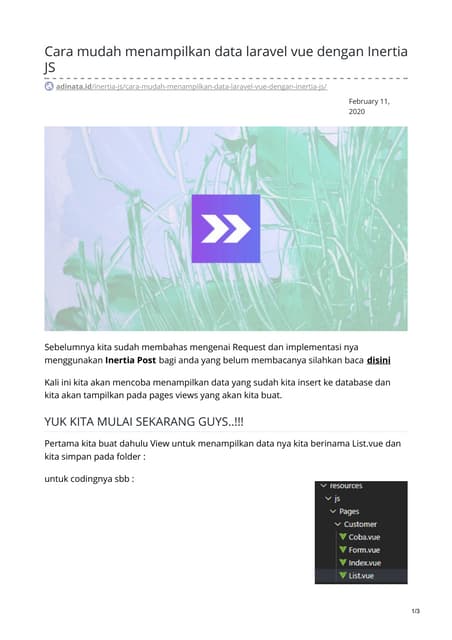 cara mudah menampilkan data laravel vue dengan inertia js | PDF cara mudah menampilkan data laravel vue dengan inertia js | PDF