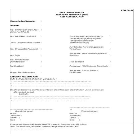 16.kew.pa 16 (perakuan pelupusan @ pep) | DOC