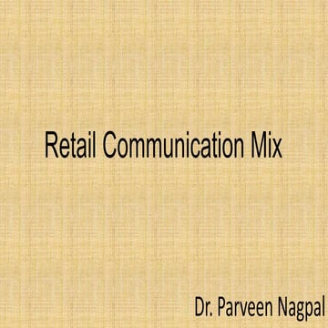 16 retail communication mix | PPTX