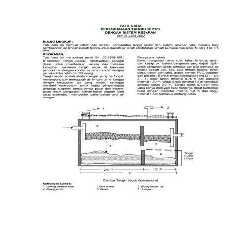 Tata Cara Perencanaan Tangki Septik dengan Sistem Resapan | PDF