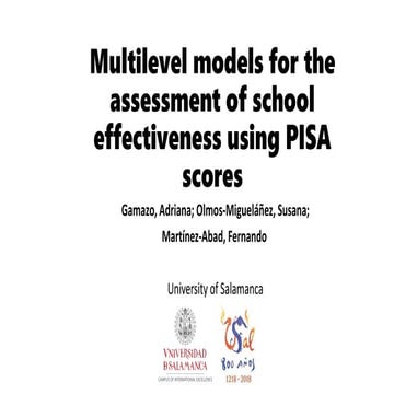Multilevel models for the assessment of school effectiveness using PISA ...