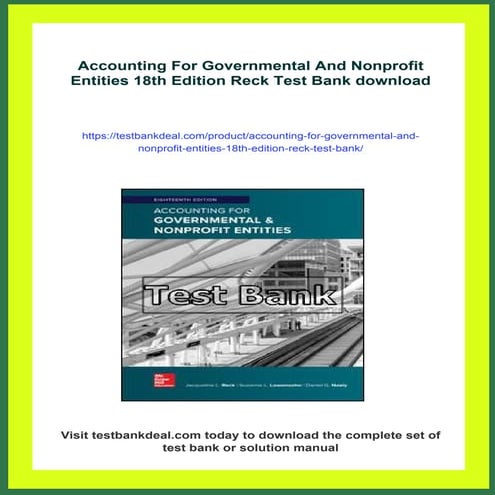 Accounting For Governmental And Nonprofit Entities 18th Edition Reck ...