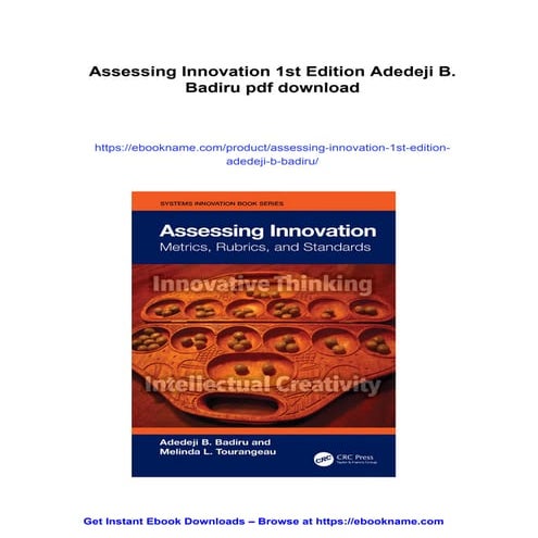 Assessing Innovation 1st Edition Adedeji B. Badiru | PDF