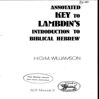 160151244 lambdin-hebrew-answer-key-beginning-material | PDF