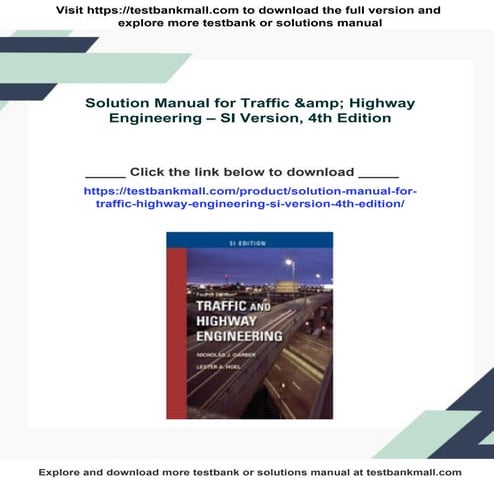 Solution Manual for Traffic & Highway Engineering – SI Version, 4th ...