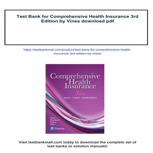 Test Bank for Comprehensive Health Insurance 3rd Edition by Vines | PDF