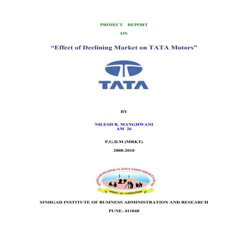 16038979 project-on-tata-motors-by-nilesh-manghwani-sinhgad-institute ...