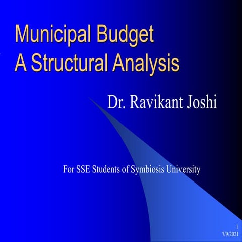 Municipal Budgeting in India - Structures | PDF