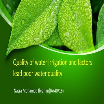 quality of water irrigation and factors lead poor water quality | PDF
