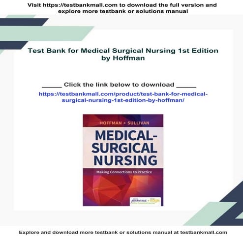Test Bank for Medical Surgical Nursing 1st Edition by Hoffman | PDF