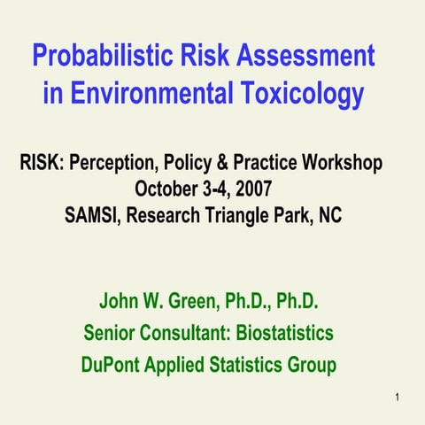 1606 probabilistic risk assessment in environmental toxicology | PPT